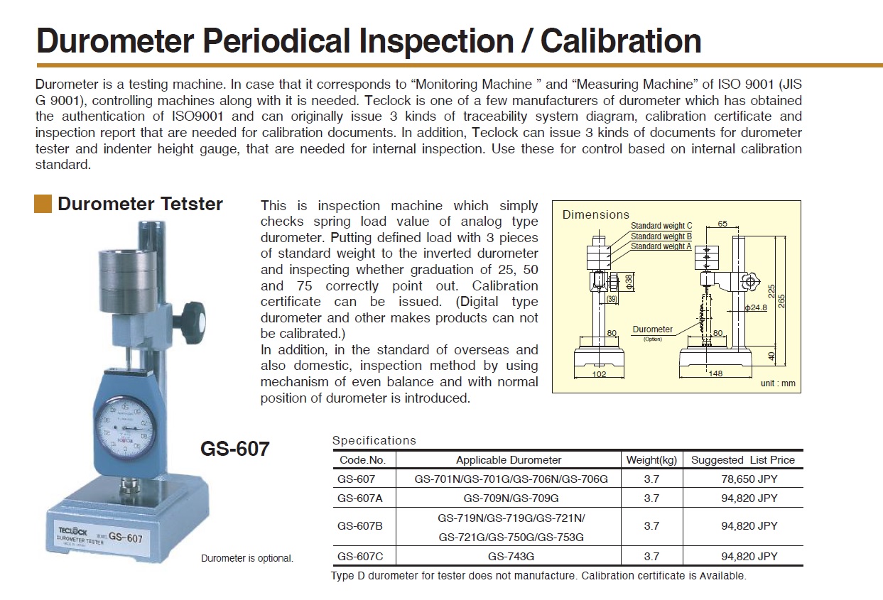 Ichiban Precision Sdn Bhd - Teclock - Teclock Durometer Periodical Inspection / Calibration